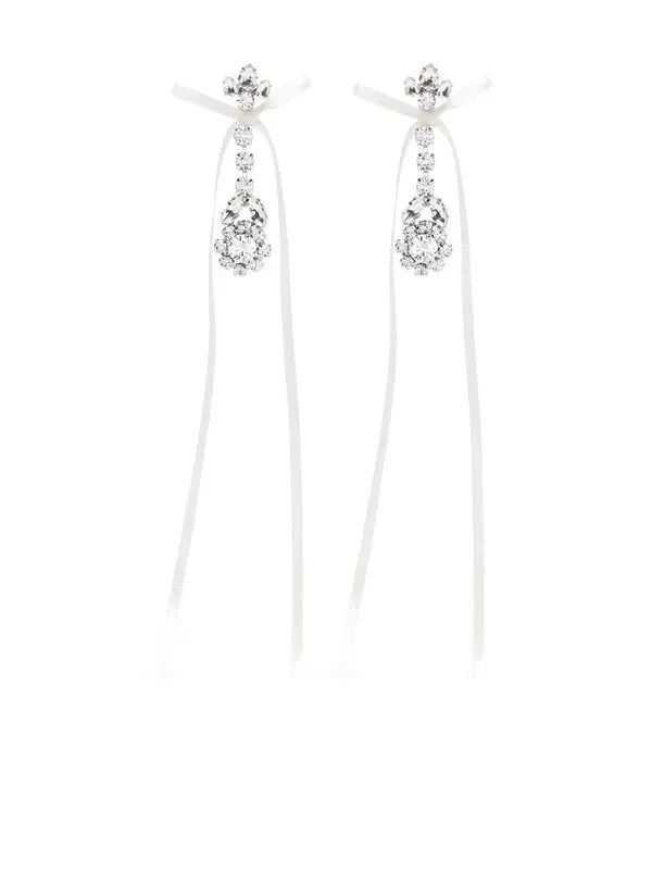 Simone Rocha Bow Ribbon Drop Earrings - White