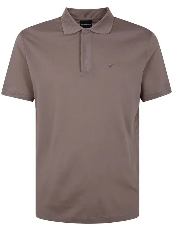 Emporio Armani Logo-embroidered Cotton Polo Shirt - Brown
