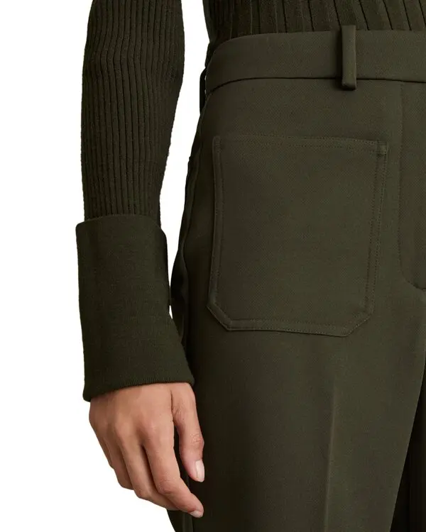 REISS Priya Flared Leg Trousers - Green