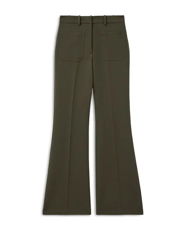REISS Priya Flared Leg Trousers - Green