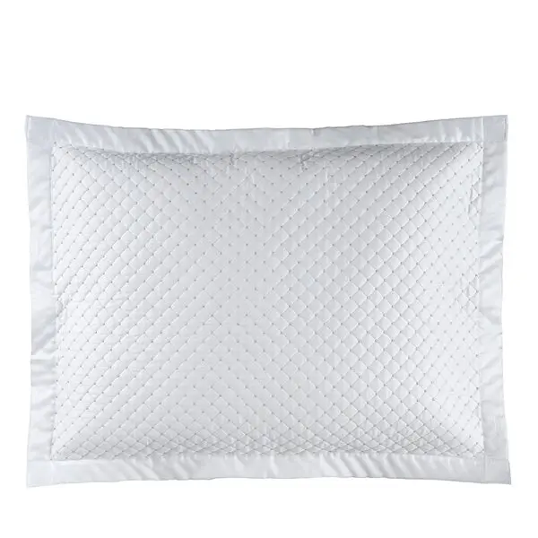 DEA LUXURY LINENS Dea Palm Beach Vicky Quilted Sateen King Sham - White/silver