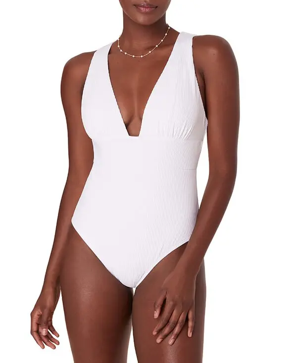 ANDIE Mykonos Deep Plunge One-piece Swimsuit - White