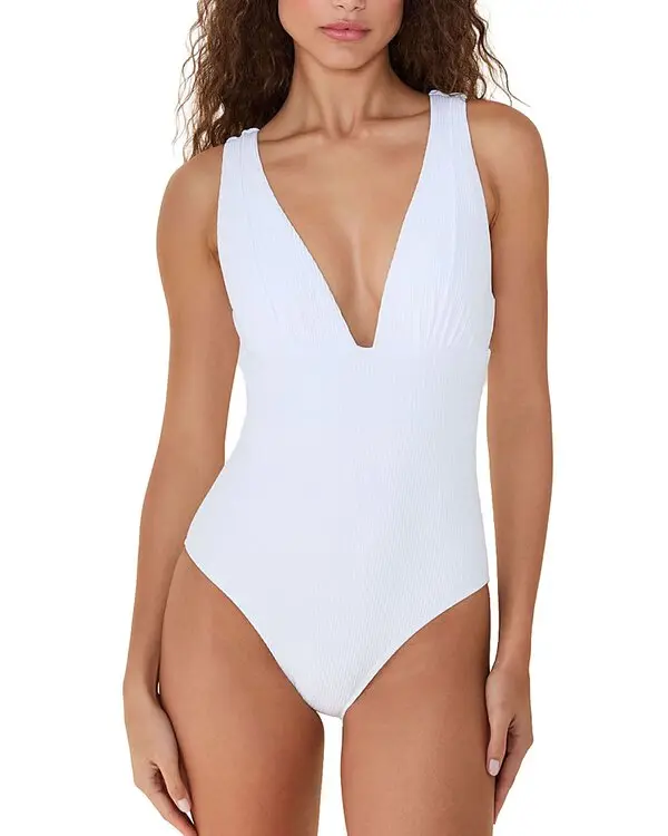 ANDIE Mykonos Deep Plunge Neck One Piece Swimsuit - White