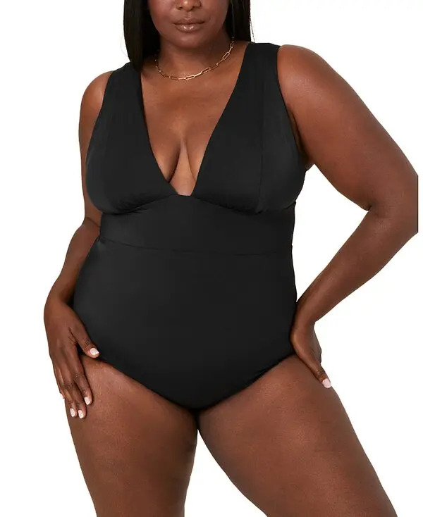 ANDIE Mykonos Deep Plunge Neck One-piece Swimsuit - Black