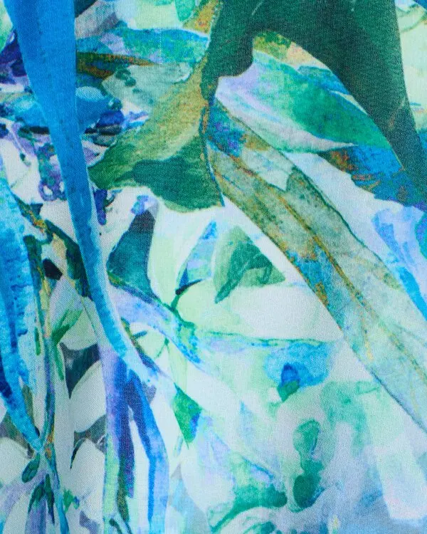 Rickie Freeman For Teri Jon Chiffon Leaf Print Gown