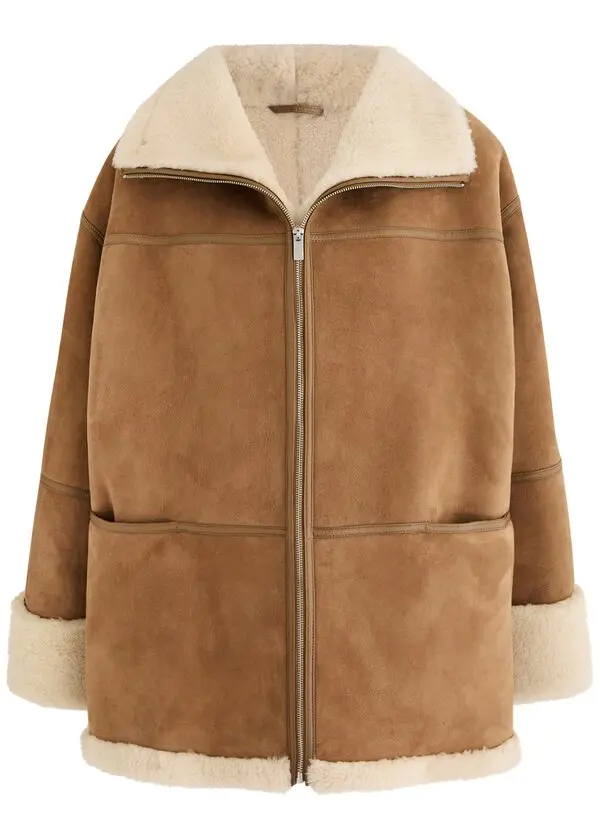 TOTEME Shearling-trimmed Suede Jacket - Beige