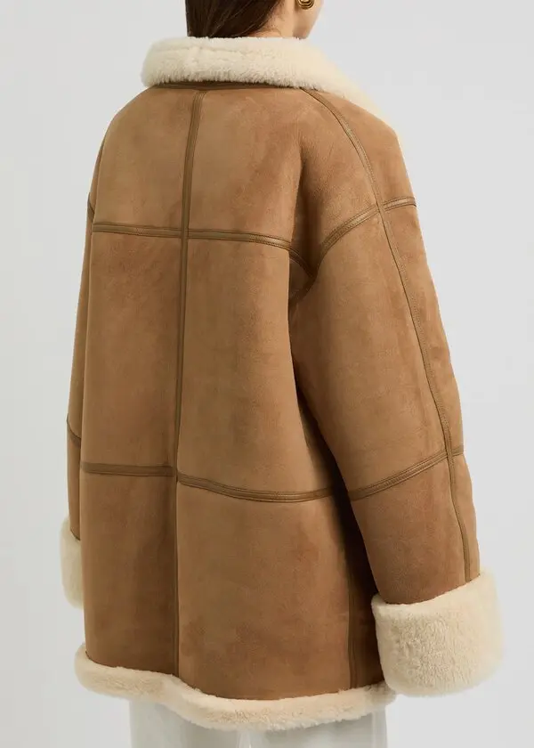 TOTEME Shearling-trimmed Suede Jacket - Beige