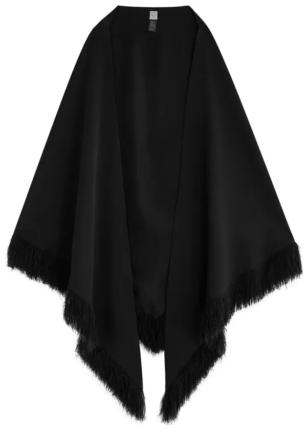 TOTEME Fringed Crepe De Chine Scarf - Black