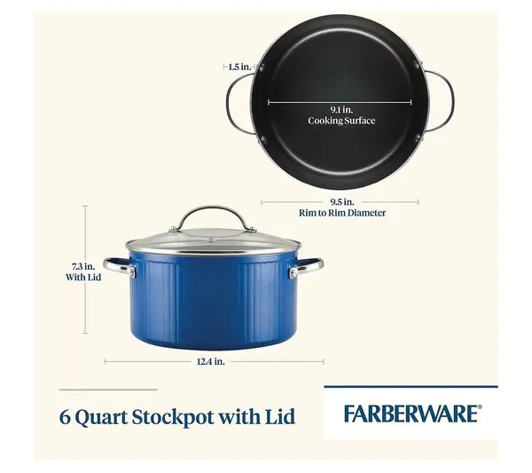 FARBERWARE Nonstick Cookware Stockpot, 6qt
