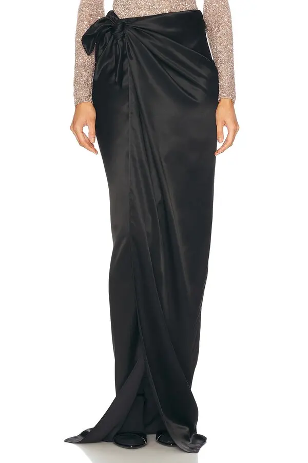 Balenciaga Satin Wrap Skirt - Black