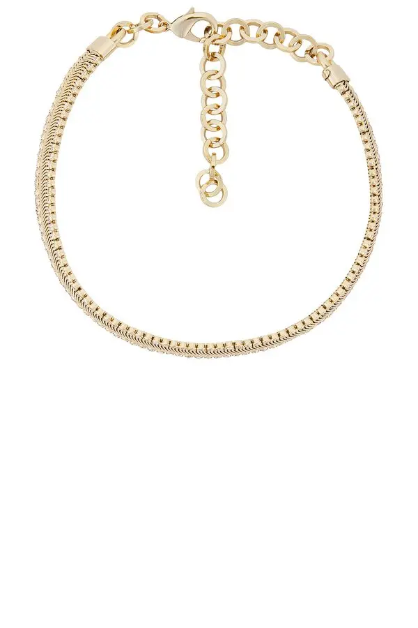 Alessandra Rich Chain Choker Necklace - Crystal & Gold