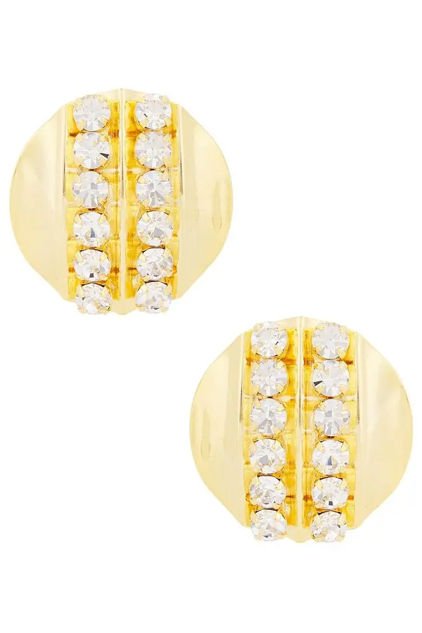 Alessandra Rich Crystal Round Earrings - Crystal & Gold