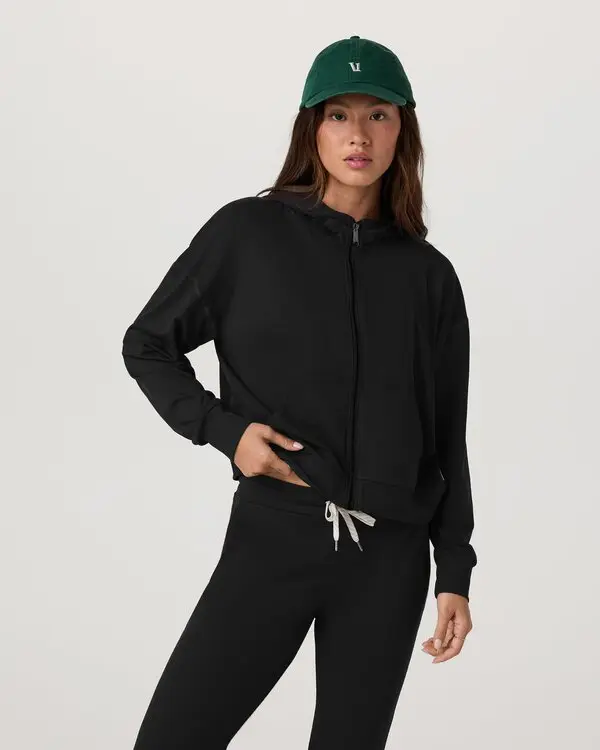 Vuori Halo Modern Full Zip Hoodie - True Black