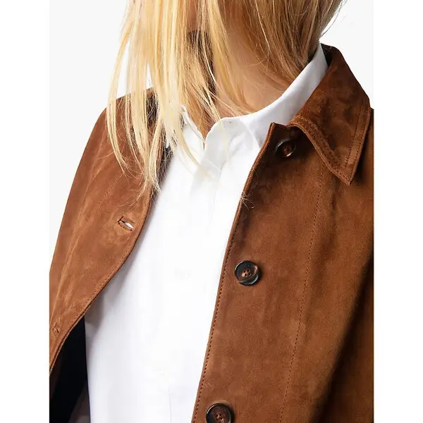 Zadig&Voltaire Lessa Embossed-logo Suede Jacket - Cognac