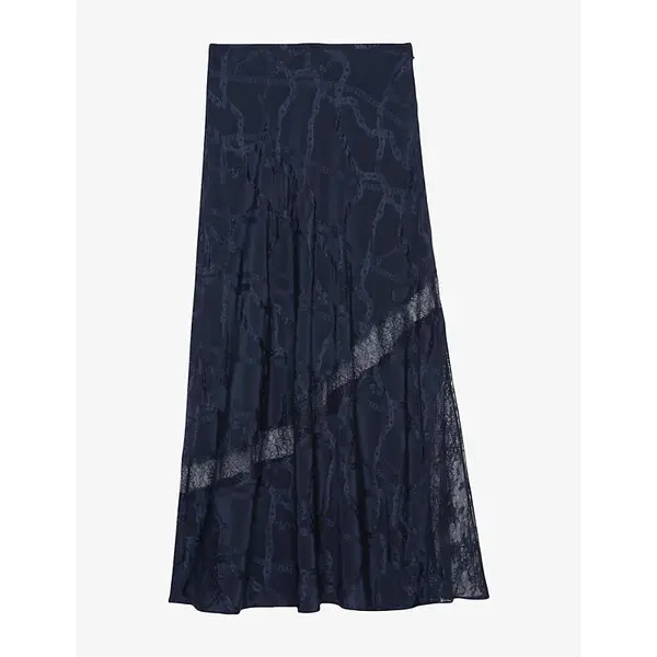 Zadig&Voltaire Lace-trim Jacquard Silk Maxi Skirt