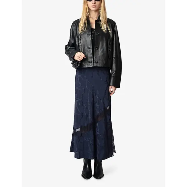 Zadig&Voltaire Lace-trim Jacquard Silk Maxi Skirt