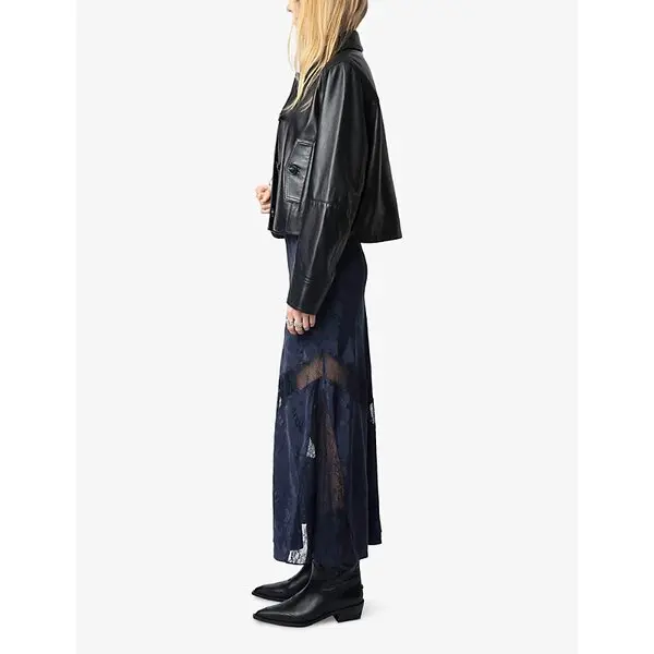 Zadig&Voltaire Lace-trim Jacquard Silk Maxi Skirt