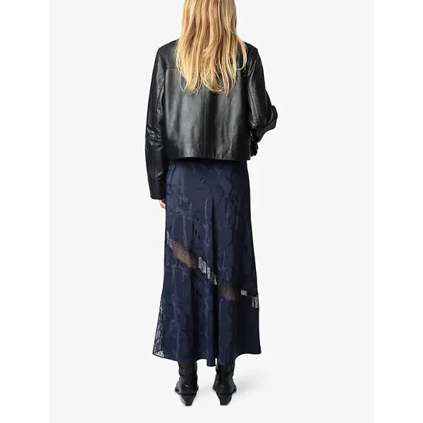 Zadig&Voltaire Lace-trim Jacquard Silk Maxi Skirt