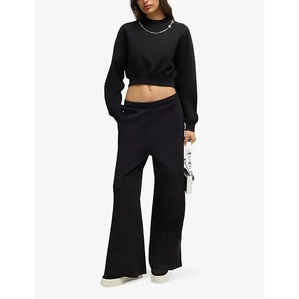 Hugo Boss Wide-leg Loose-fit Cotton-blend Jogging Bottoms - Black