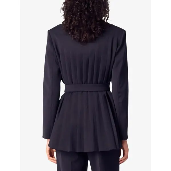 Maje Pleat-back Single-breasted Woven Blazer - Bleus