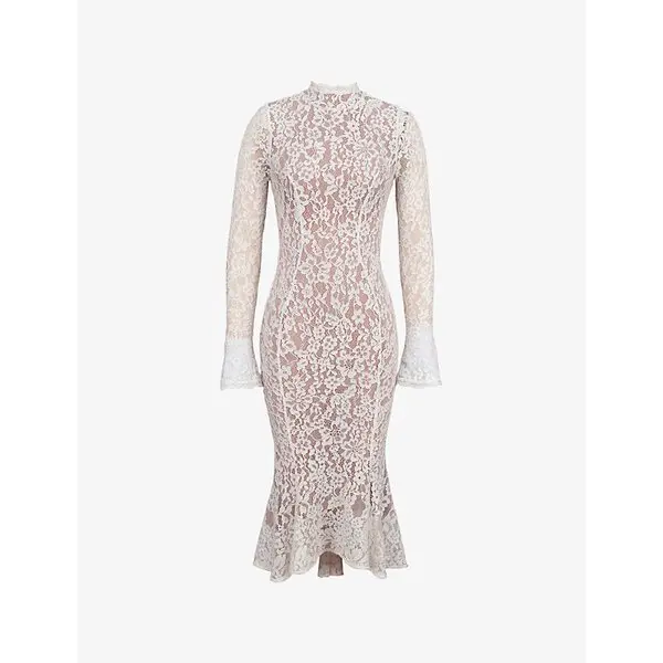 House Of Cb Sophia Lace Cotton-Blend Midi Dress - Vintage Ivory |  Editorialist