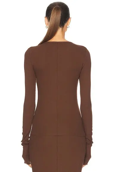 Eterne Long Sleeve Fitted Top - Chocolate