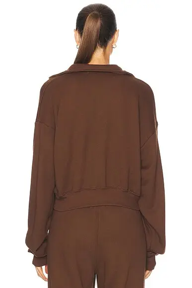 Eterne Cropped Half Zip Sweatshirt - Chocolate