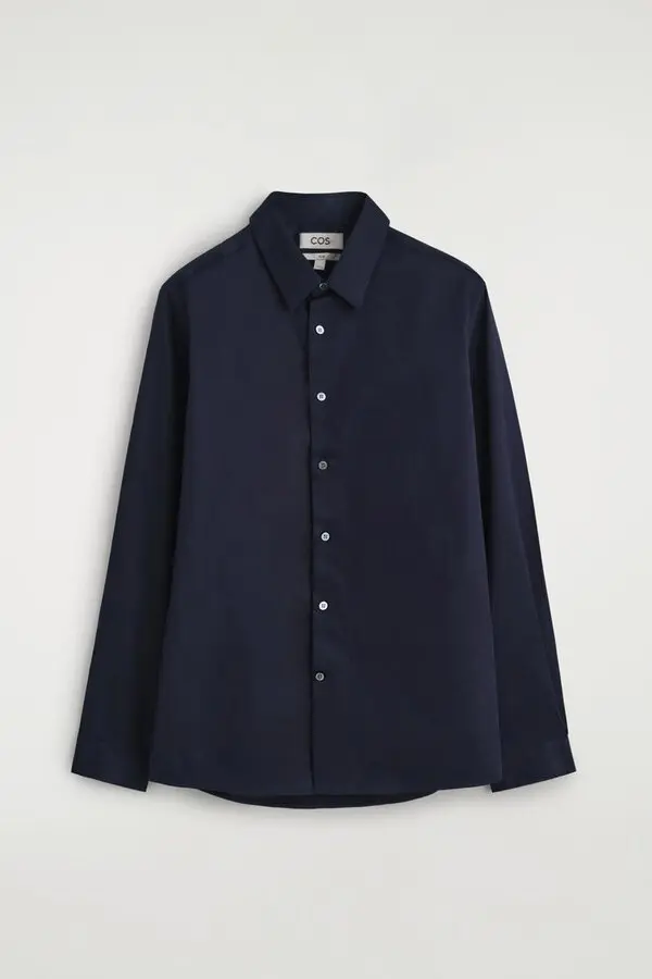 Cos Slim Tailored Poplin Shirt - Navy