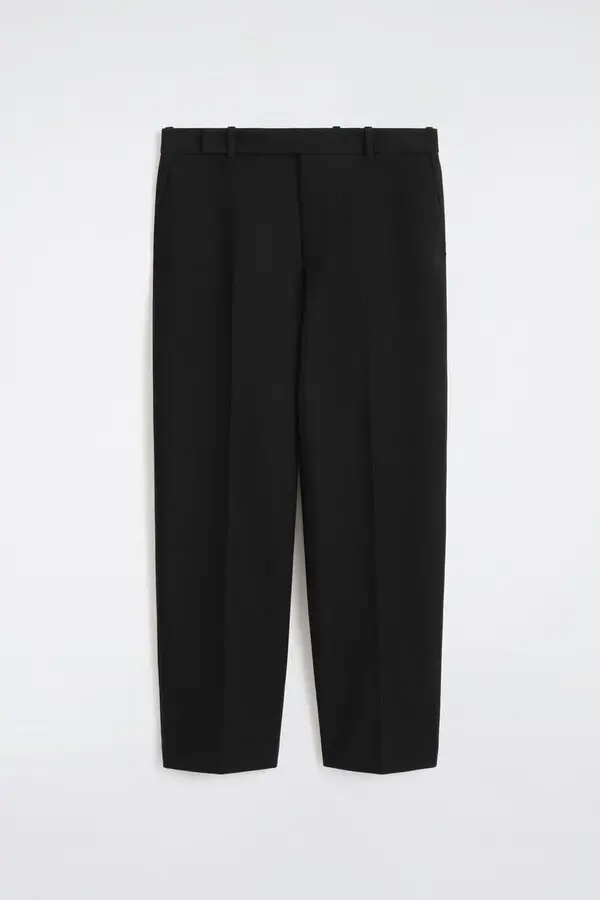 Cos Wool-blend Straight-leg Pants - Black
