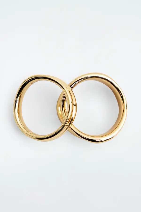 Cos Curved Stacking Rings Set Of Two - Bronze
