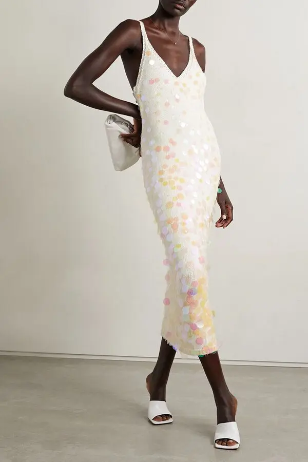 Christopher John Rogers Sequin-embellished Wool Midi Dress