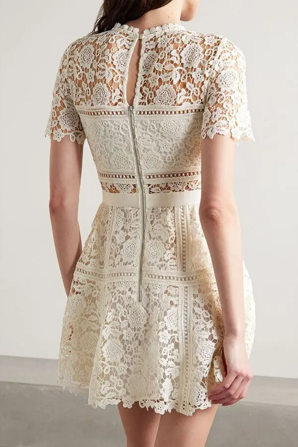 chinese dress ladies Cream Organza Lace Mini Dress – self-portrait-US main image 1