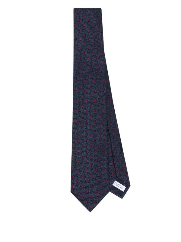 FERRAGAMO Gancini Jacquard Neck Tie - Blue