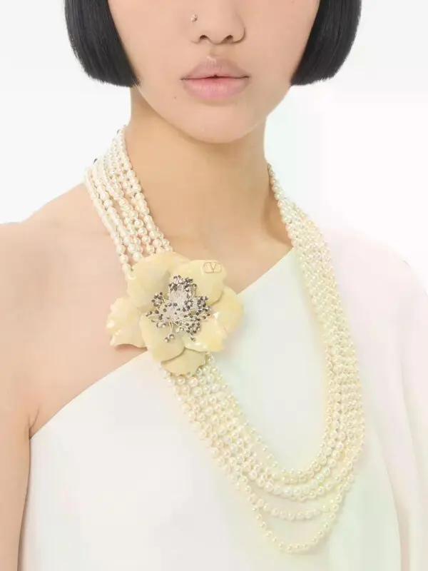 Valentino Garavani Fleur Lumineuse Necklace - Neutrals