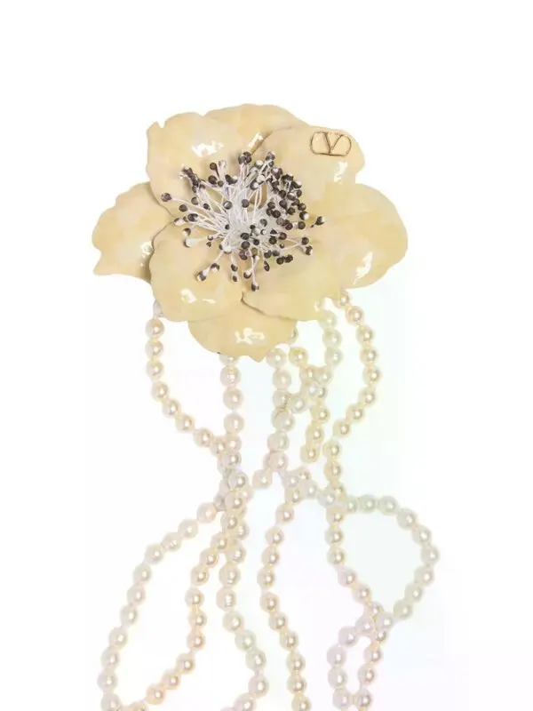 Valentino Garavani Enamelled Flower Necklace With Pearls
