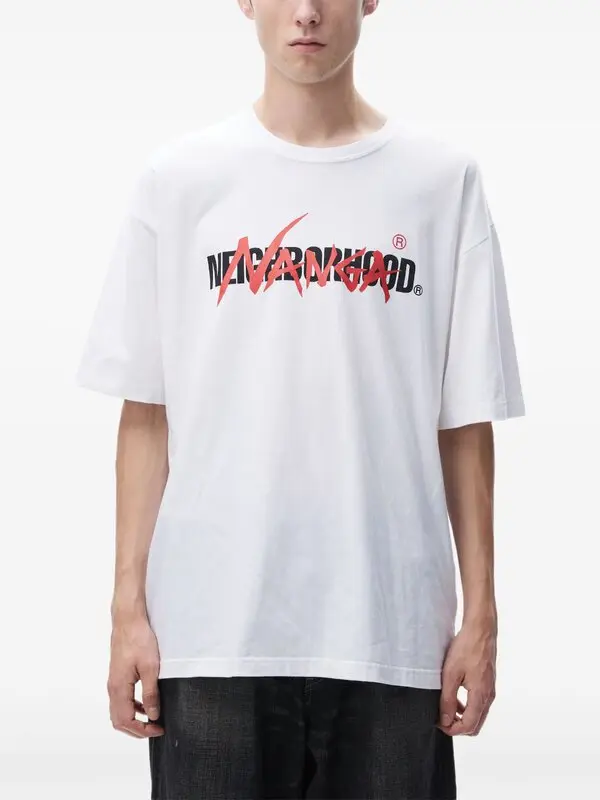 Neighborhood Logo-Print T-Shirt In White - 48% Off | Editorialist