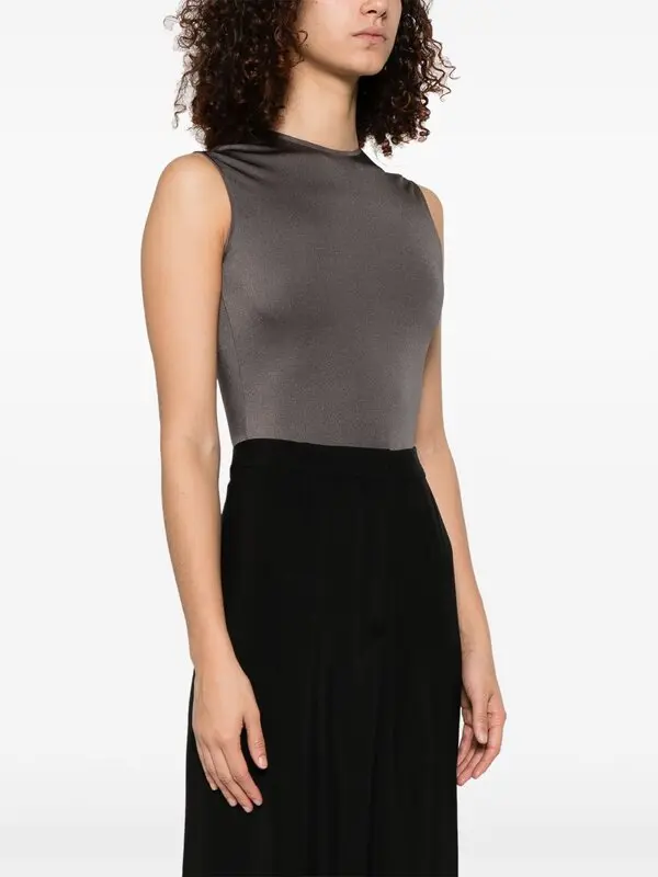 MUGLER Logo-embossed Sleeveless Bodysuit - Grey
