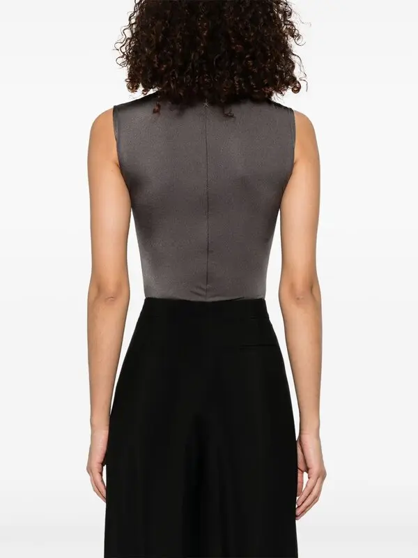 MUGLER Logo-embossed Sleeveless Bodysuit - Grey