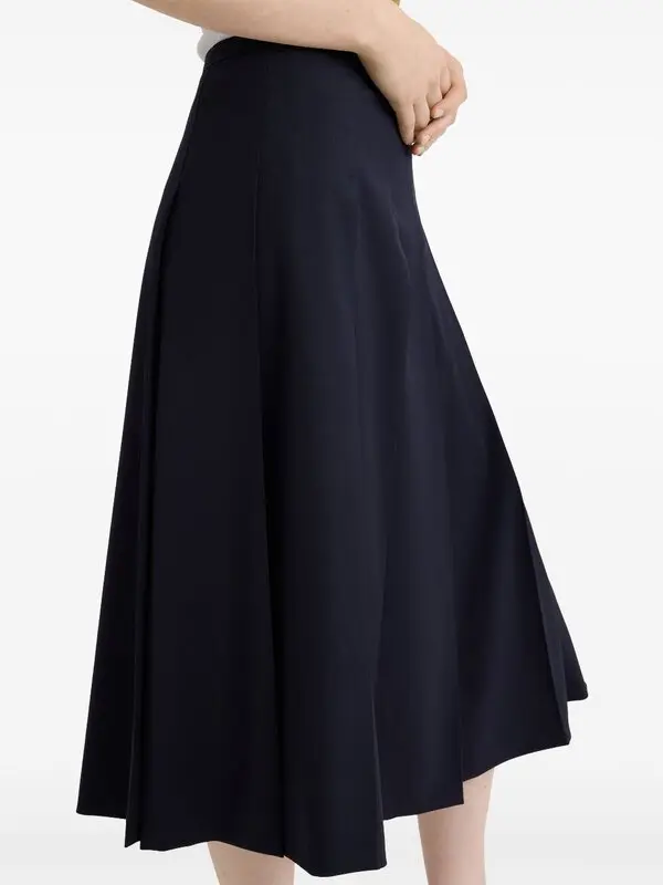 PATOU Pleated Twill Midi Skirt - Blue