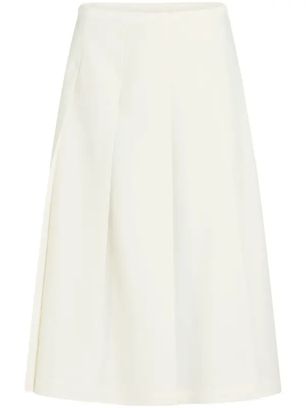PATOU Pleated Twill Midi Skirt - Neutrals