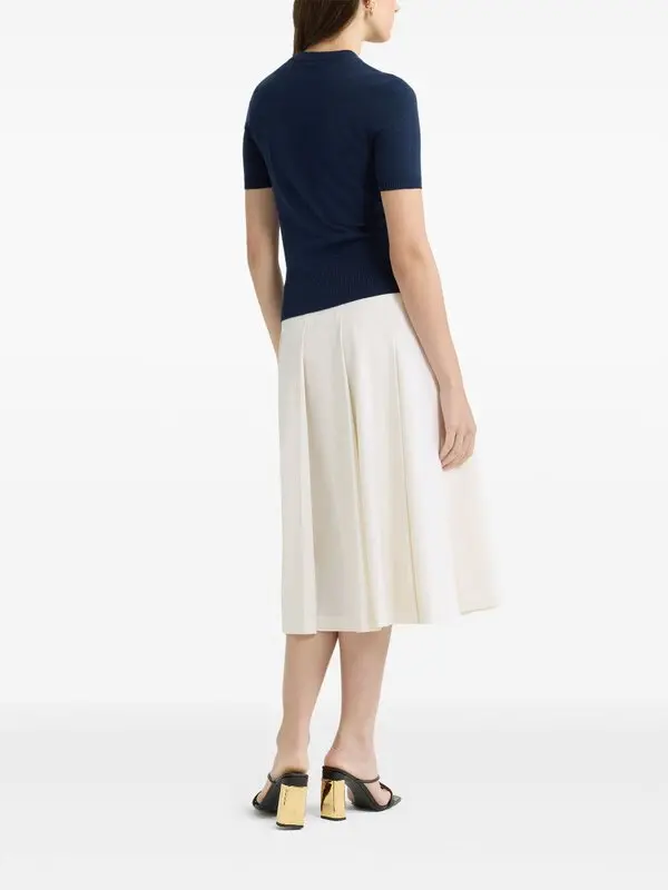 PATOU Pleated Twill Midi Skirt - Neutrals