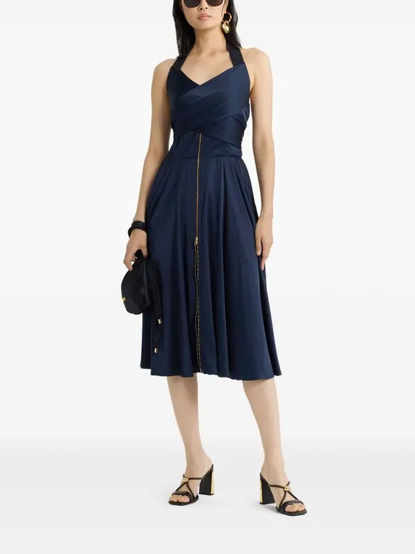 PATOU Halterneck Satin Midi Dress - Blue