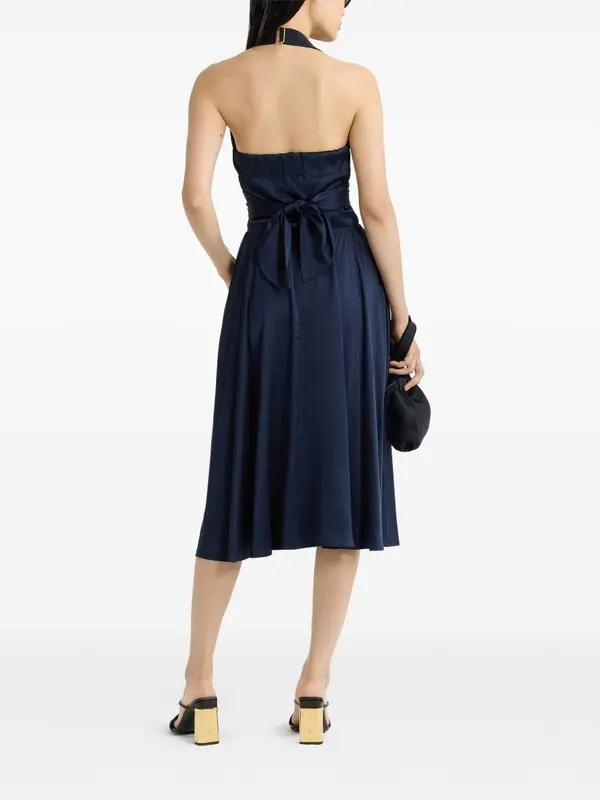 PATOU Halterneck Satin Midi Dress - Blue
