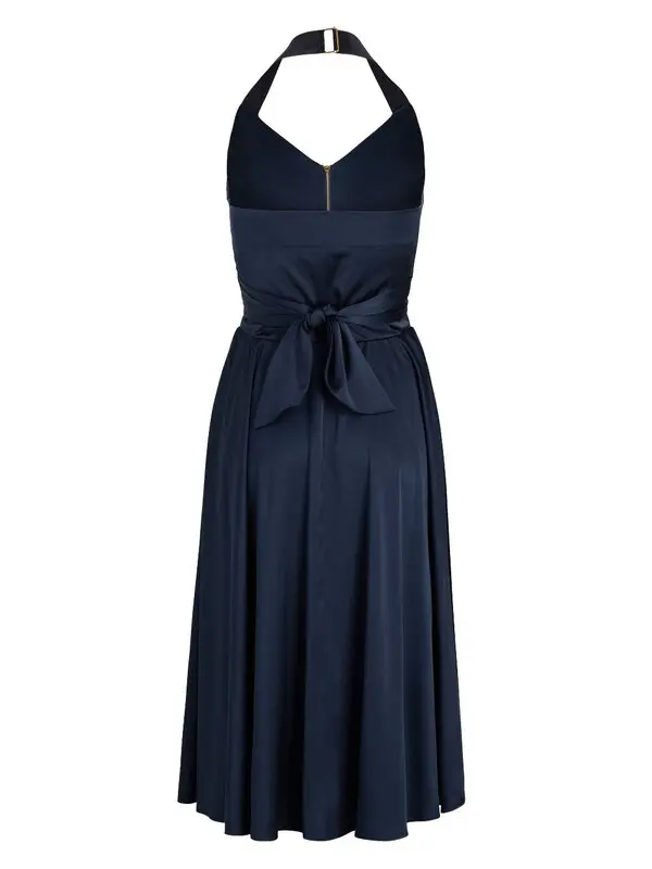 PATOU Halterneck Satin Midi Dress - Blue