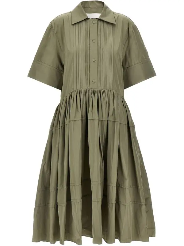 JIL SANDER Pleated Shirt Dress - Green