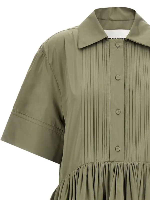 JIL SANDER Pleated Shirt Dress - Green