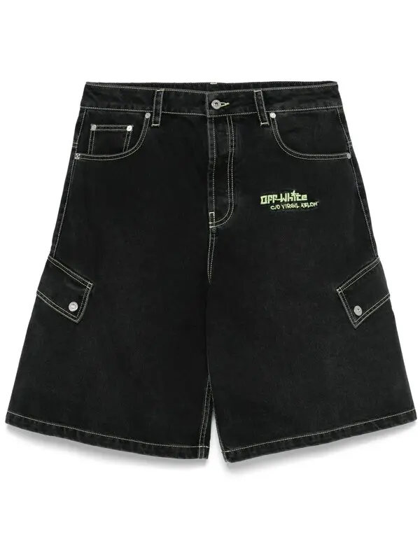 Off-White Logo-embroidered Denim Shorts