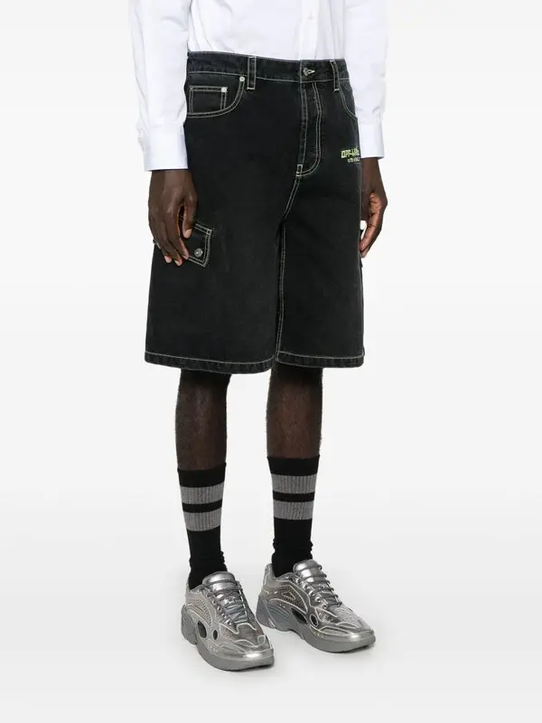 Off-White Logo-embroidered Denim Shorts