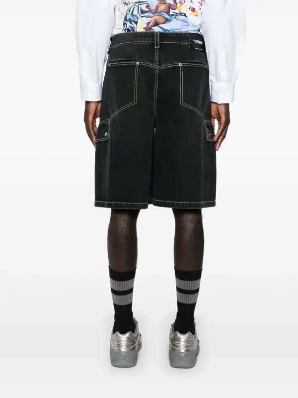 Off-White Logo-embroidered Denim Shorts