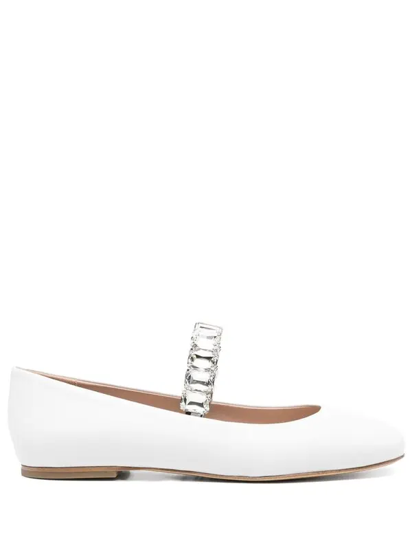 Casadei Crystal Embellished Ballerinas - White